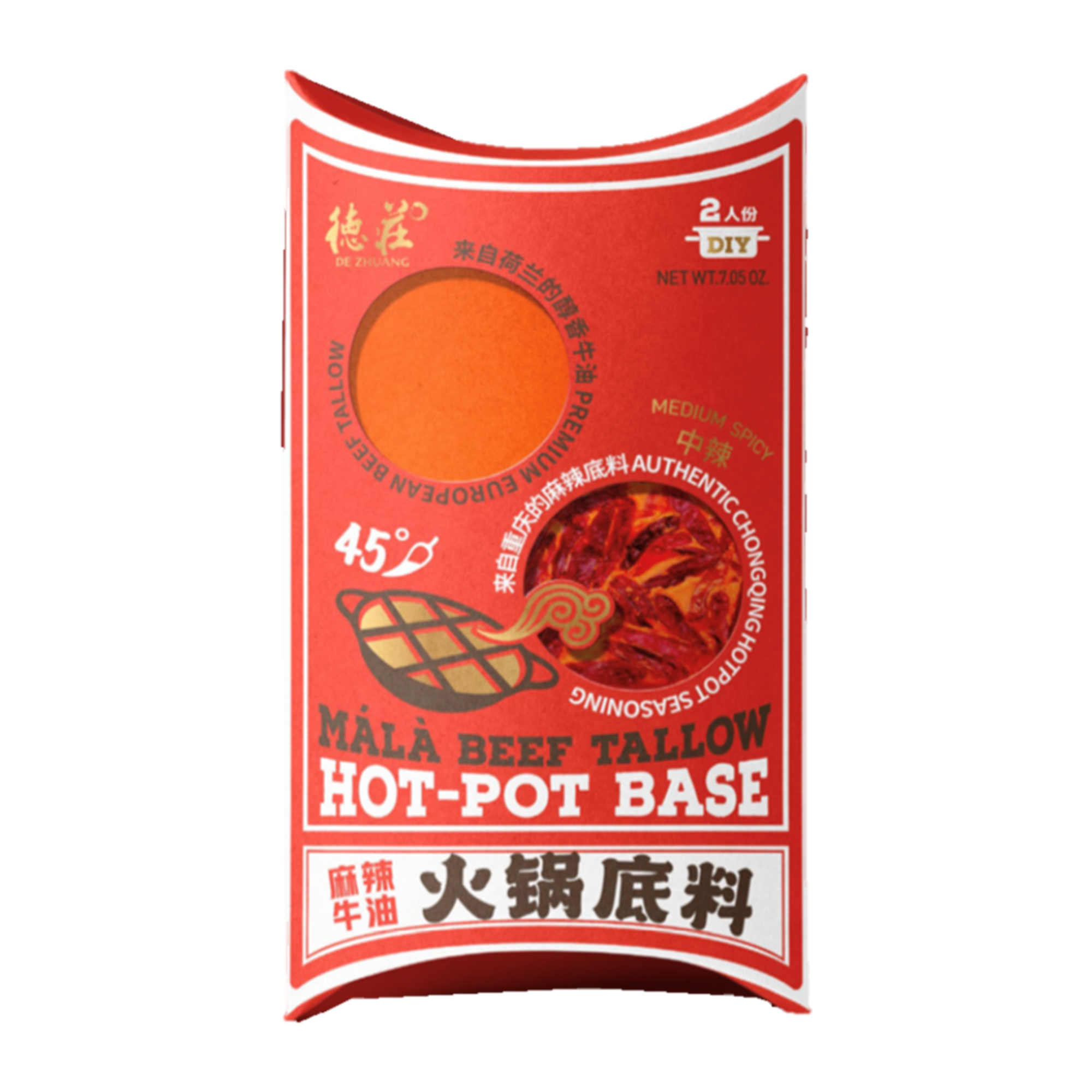 DEZHUANG Mala Beef Tallow Hot Pot Base 200g (Case 30) – Longdan Wholesale
